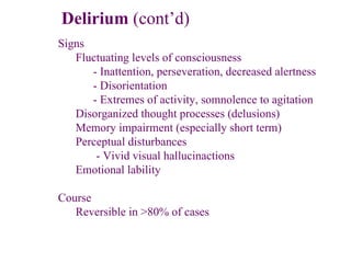 Delirium, Dementia, and Amnestic Disorders | PPT