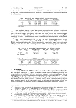 Transformations for non-destructive evaluation of brix in mango by ...