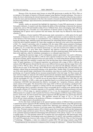 Transformations for non-destructive evaluation of brix in mango by ...