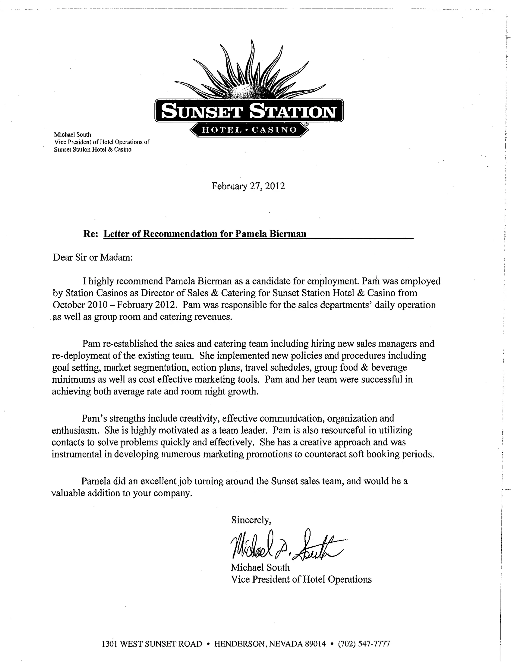 Pamela Bierman Letter of Recommendation | PDF