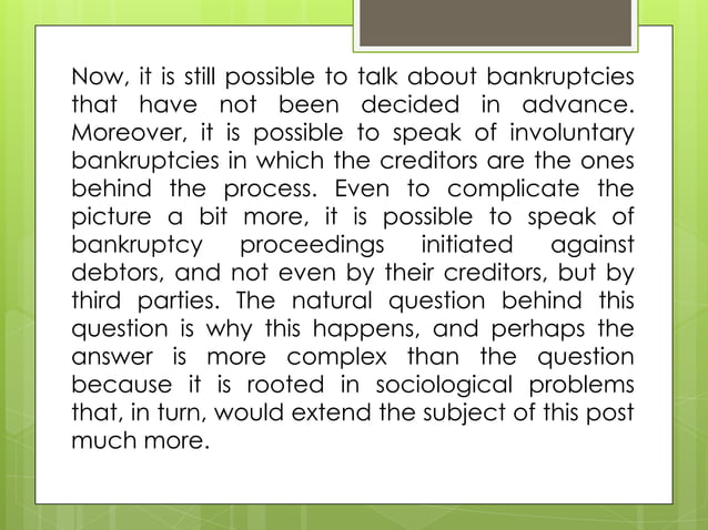 A couple considerations on voluntary and involuntary bankruptcy | PPT