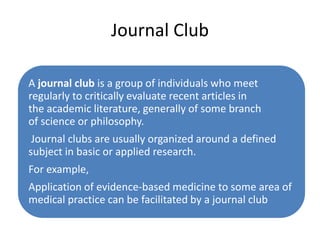 Launch of Journal Club | PPTX
