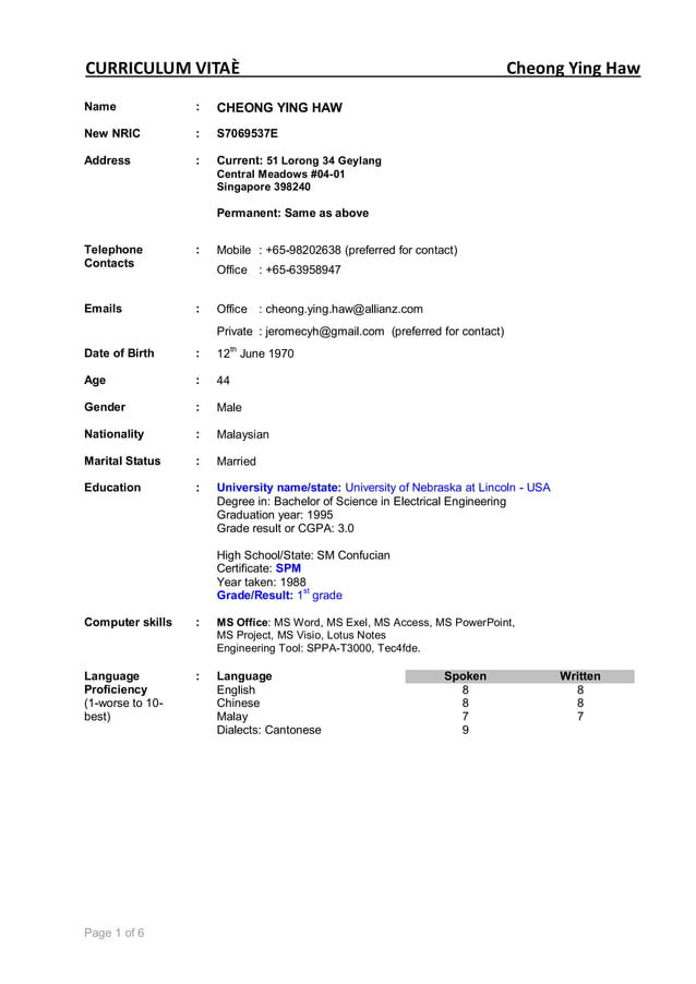 CV_Cheong Ying Haw June2018 | PDF