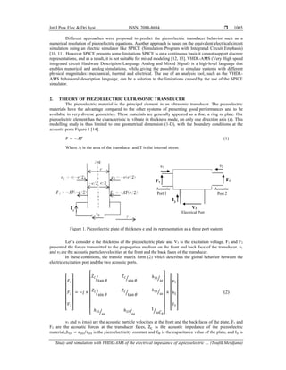 Study and simulation with VHDL-AMS of the electrical impedance of a piezoelectric ultrasonic ...