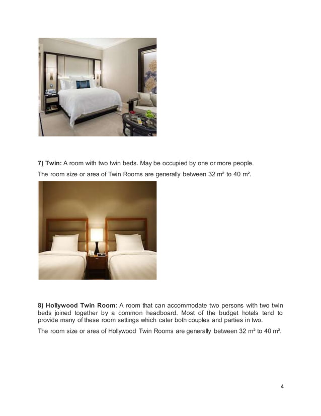 5 23 types of hotel rooms | DOCX | Hotels and Motels | Travel Type