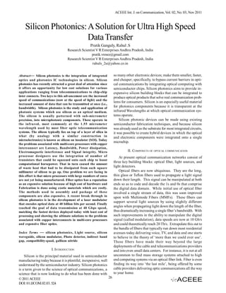 Silicon Photonics: A Solution for Ultra High Speed Data Transfer | PDF