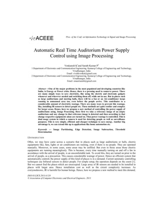 Automatic Real Time Auditorium Power Supply Control using Image Processing | PDF