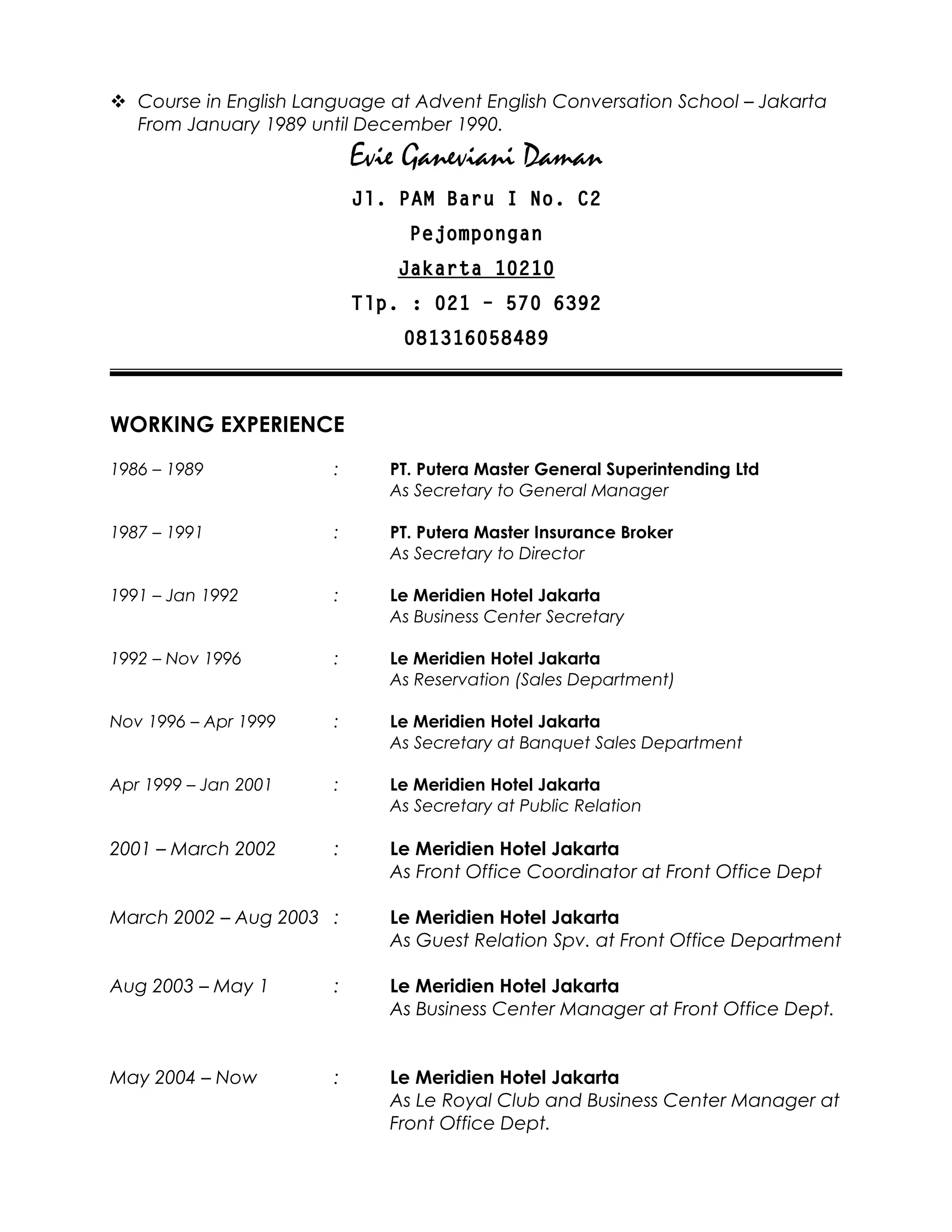 My CV | DOC | Hotels and Motels | Travel Type