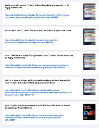 Heat Transfer Enhancement In Plate And Fin Extended Surfaces 1st Ed Sujoy Kumar Saha | PDF