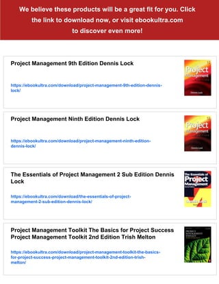 Project Management 9th Edition Dennis Lock | PDF