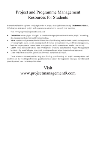 Project Management 9th Edition Dennis Lock | PDF
