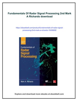 Fundamentals Of Radar Signal Processing 2nd Mark A Richards | PDF