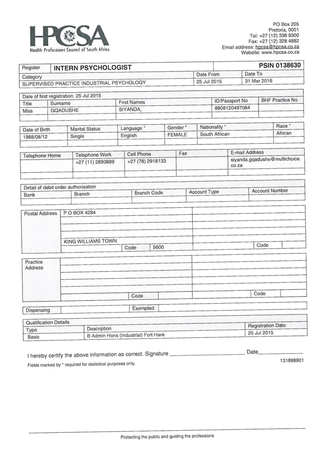 HPCSA | PDF