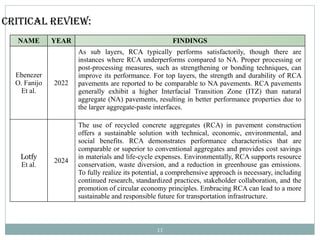 USE OF RECYCLED CONCRETE AGGREGATEs ( RCA) IN PAVEMENT CONSTRUCTION | PPT