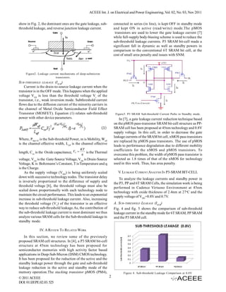 Analysis and Simulation of Sub-threshold Leakage Current in P3 SRAM Cell at DSM Technology for ...