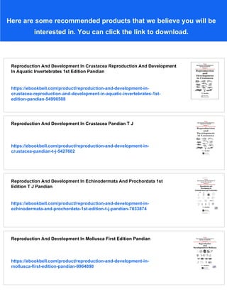 Reproduction And Development In Annelida Pandian T J | PDF