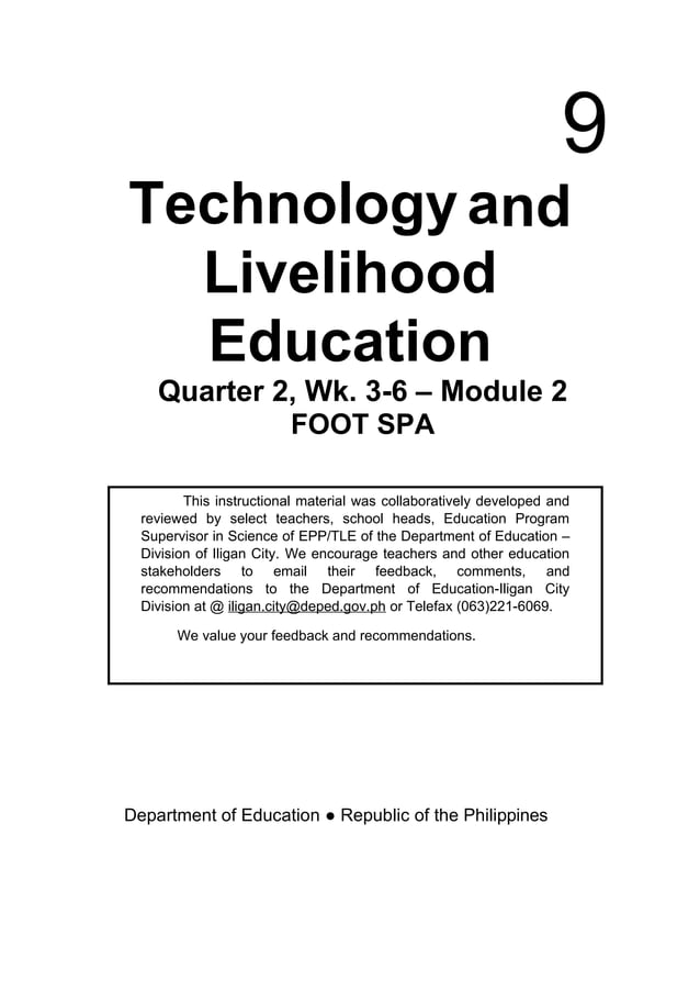 525461102-9-NAIL-CARE-Tle9-q2-Mod2-Foot-spa-v2.pdf | Professional School | Postgraduate Education