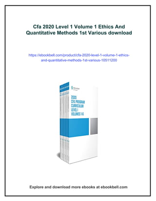 Cfa 2020 Level 1 Volume 1 Ethics And Quantitative Methods 1st Various | PDF