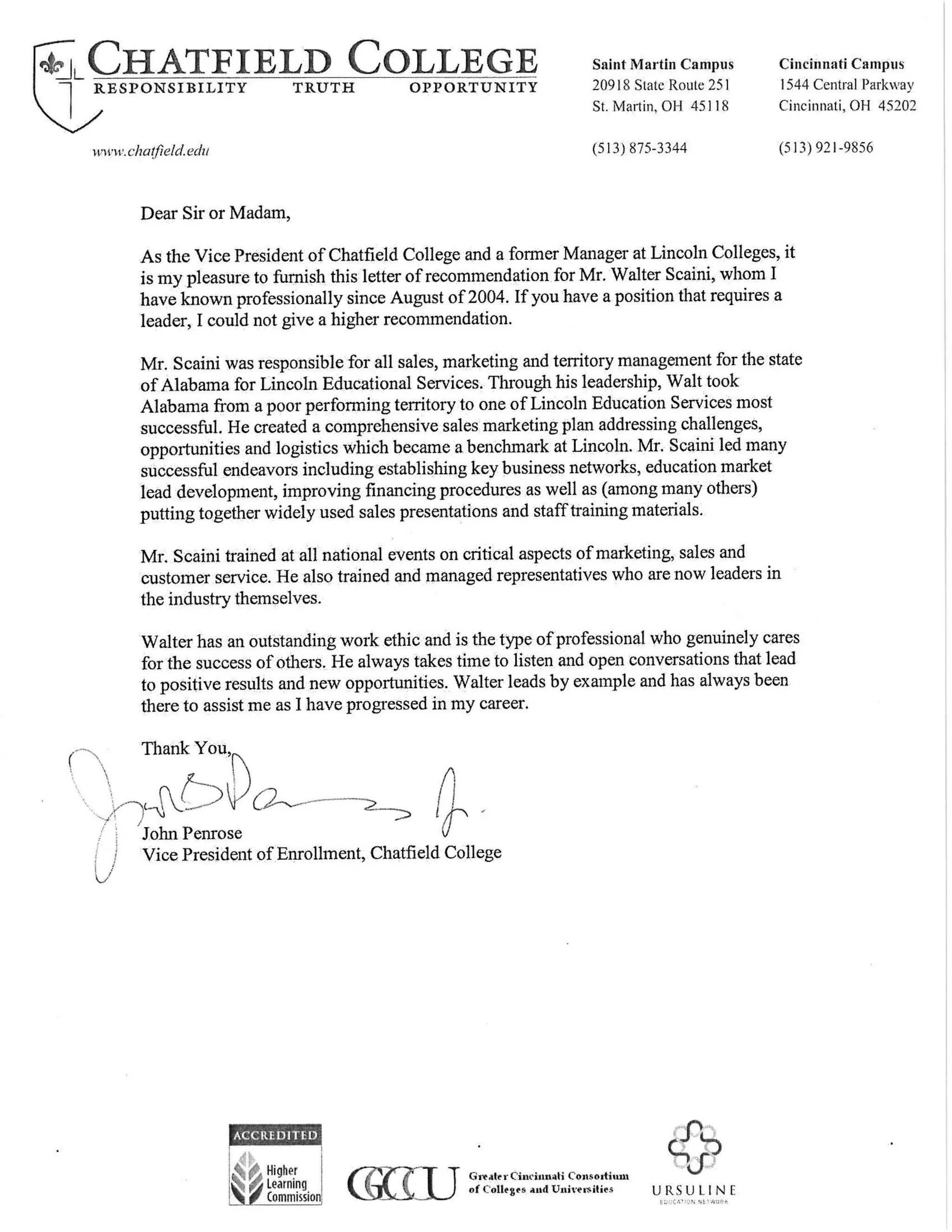 John Penrose Reference letter. | PDF