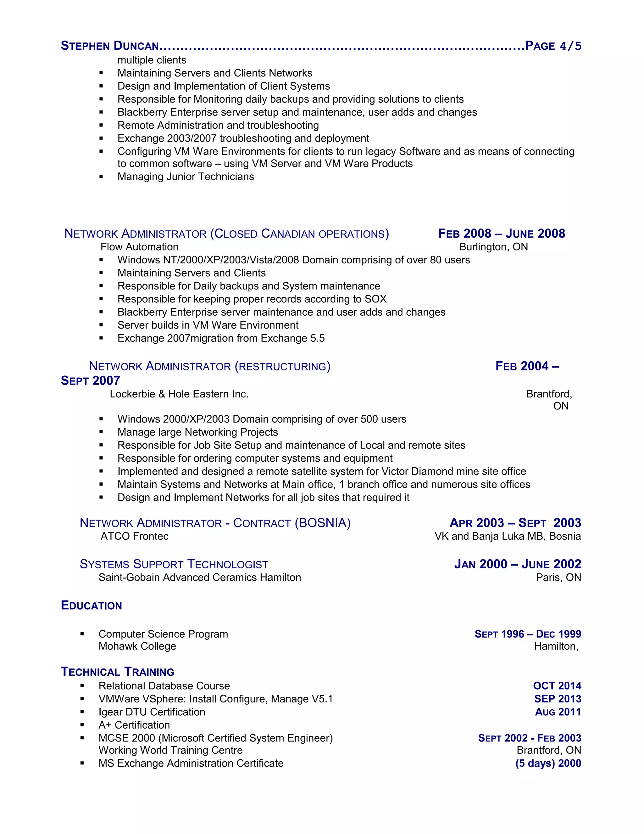 Stephen Duncan resume 2017 | PDF