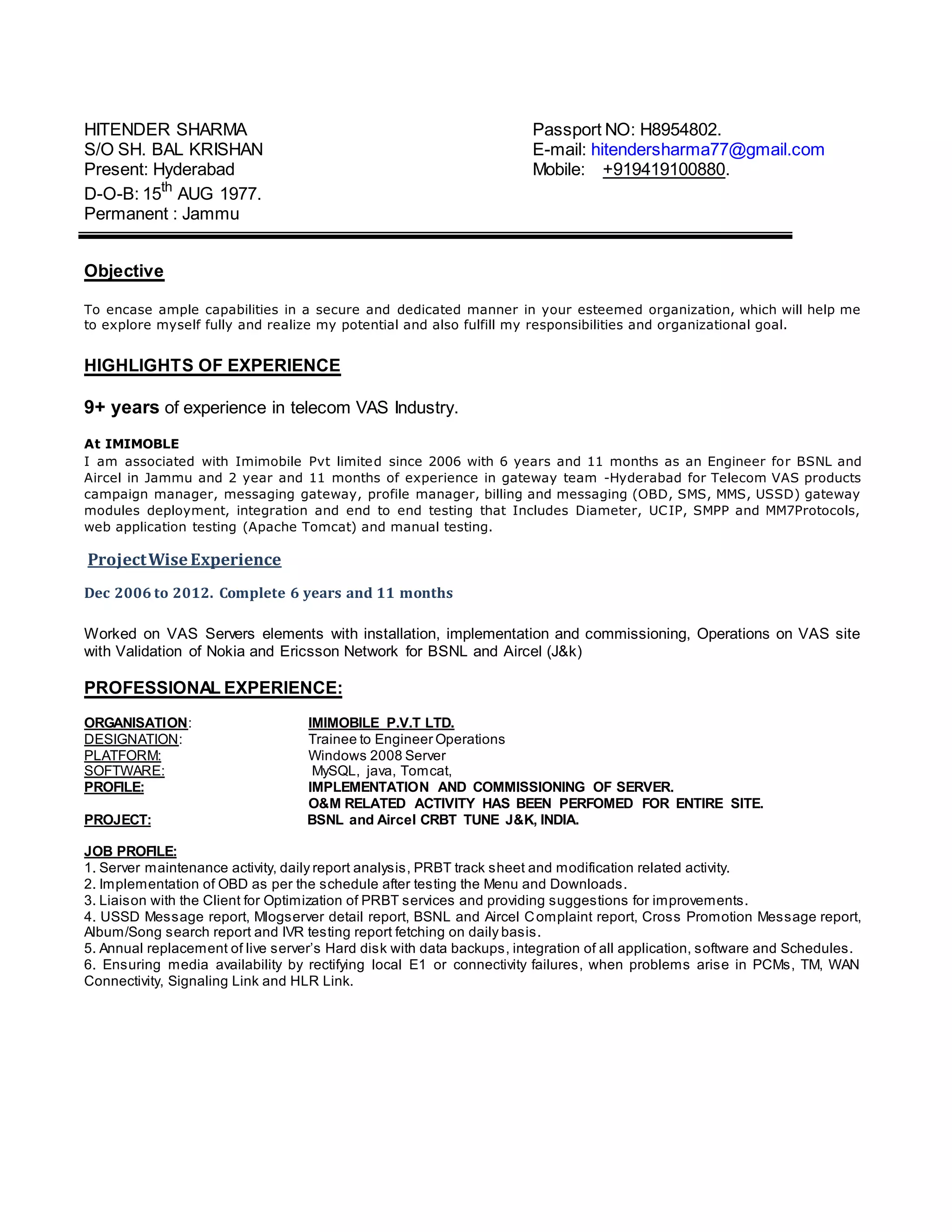 Hitender Sharma Resume | DOCX