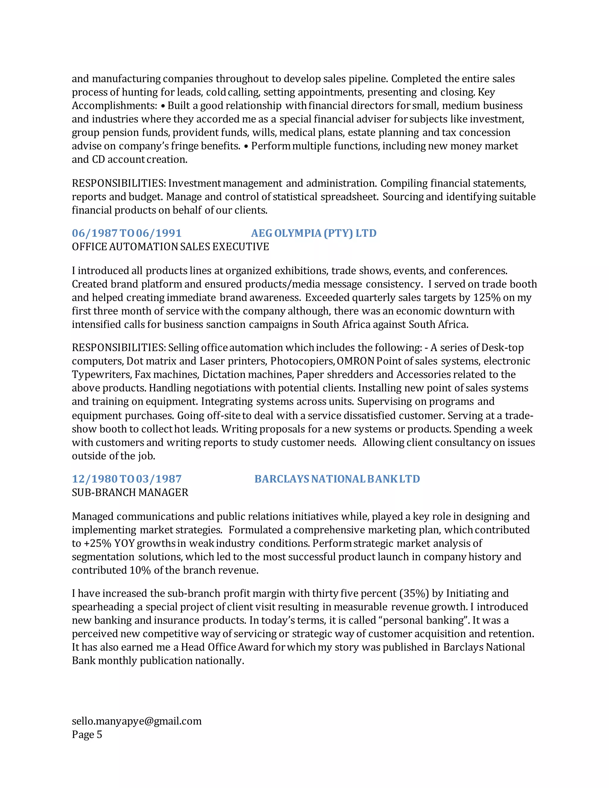 Sello's Professional CV | DOCX