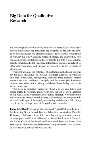 Big Data For Qualitative Research Kathy A Mills | PDF