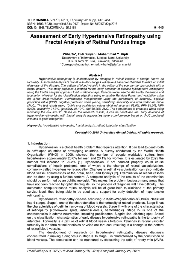 Assessment of Early Hypertensive Retinopathy using Fractal Analysis of Retinal Fundus Image ...