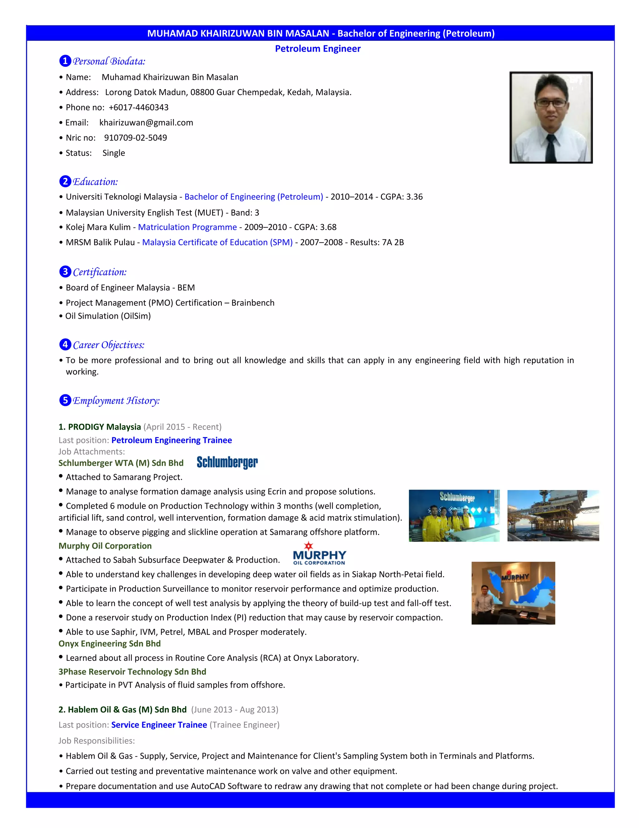 Muhamad Khairizuwan_Resume | PDF | Geology | Science