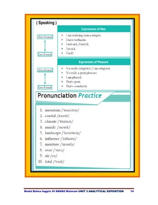 MODUL BAHASA INGGRIS XI UNIT 3 Analytical Exposition | PDF