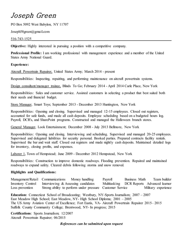 Joseph Green resume | PDF