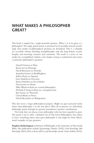 What Makes A Philosopher Great Thirteen Arguments For Twelve ...