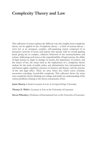 Complexity Theory And Law Mapping An Emergent Jurisprudence Jamie ...