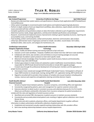 Tyler Robles Resume August 2016 | DOC | Healthcare Industry | Industries