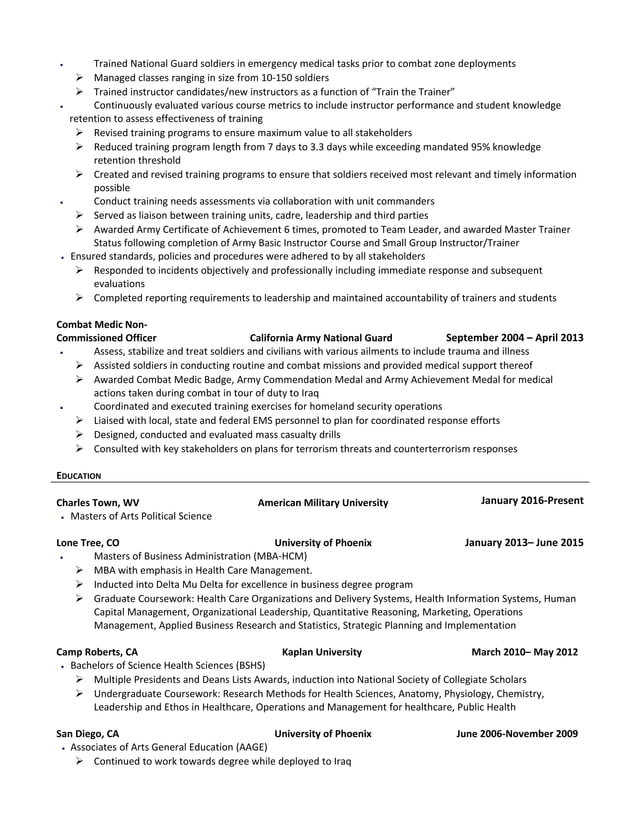 Tyler Robles Resume August 2016 | DOC | Healthcare Industry | Industries
