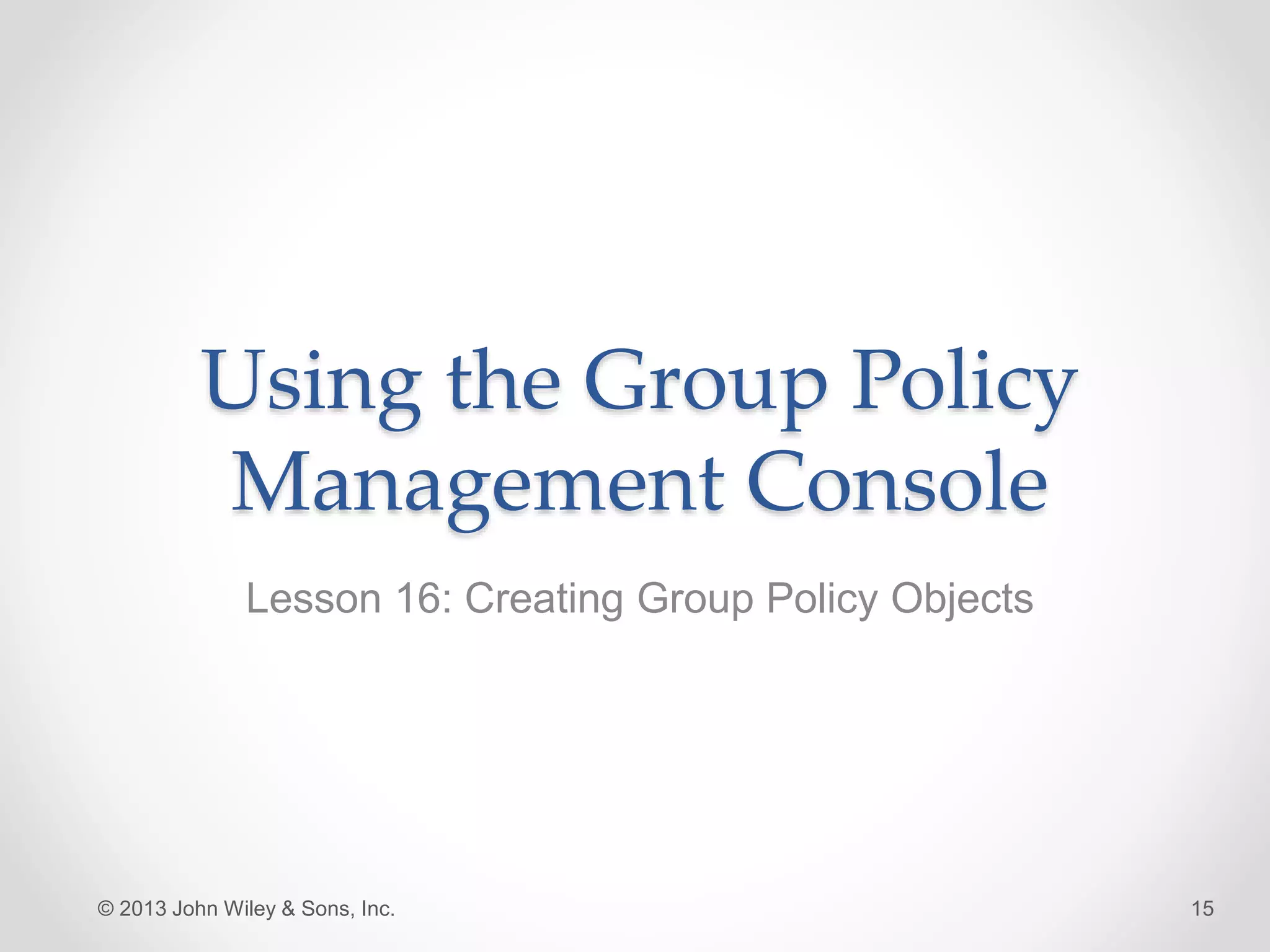 Group policy objects | PPT