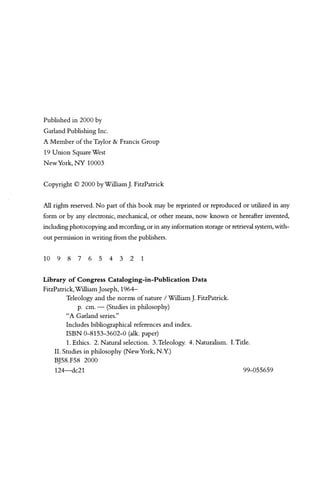 Teleology And The Norms Of Nature Fitzpatrick William J | PDF