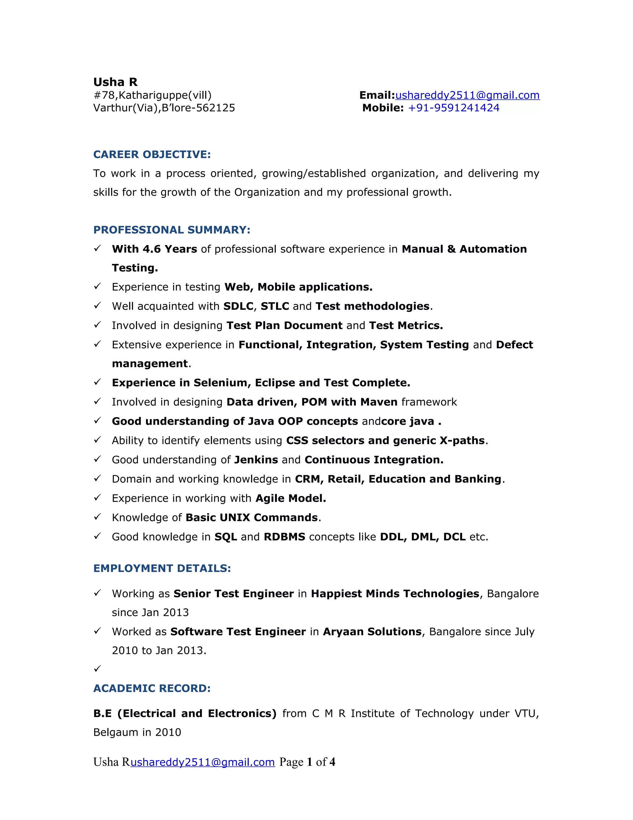 Usha R_4.5Yrs_AutomationTesting | DOC