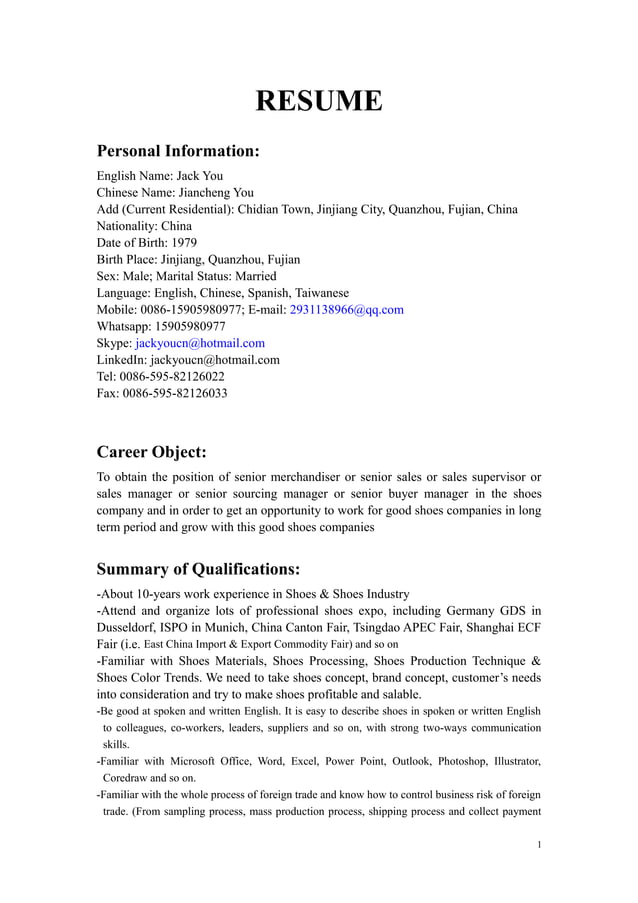 ROGER - 个人英文简历 - RESUME | PDF