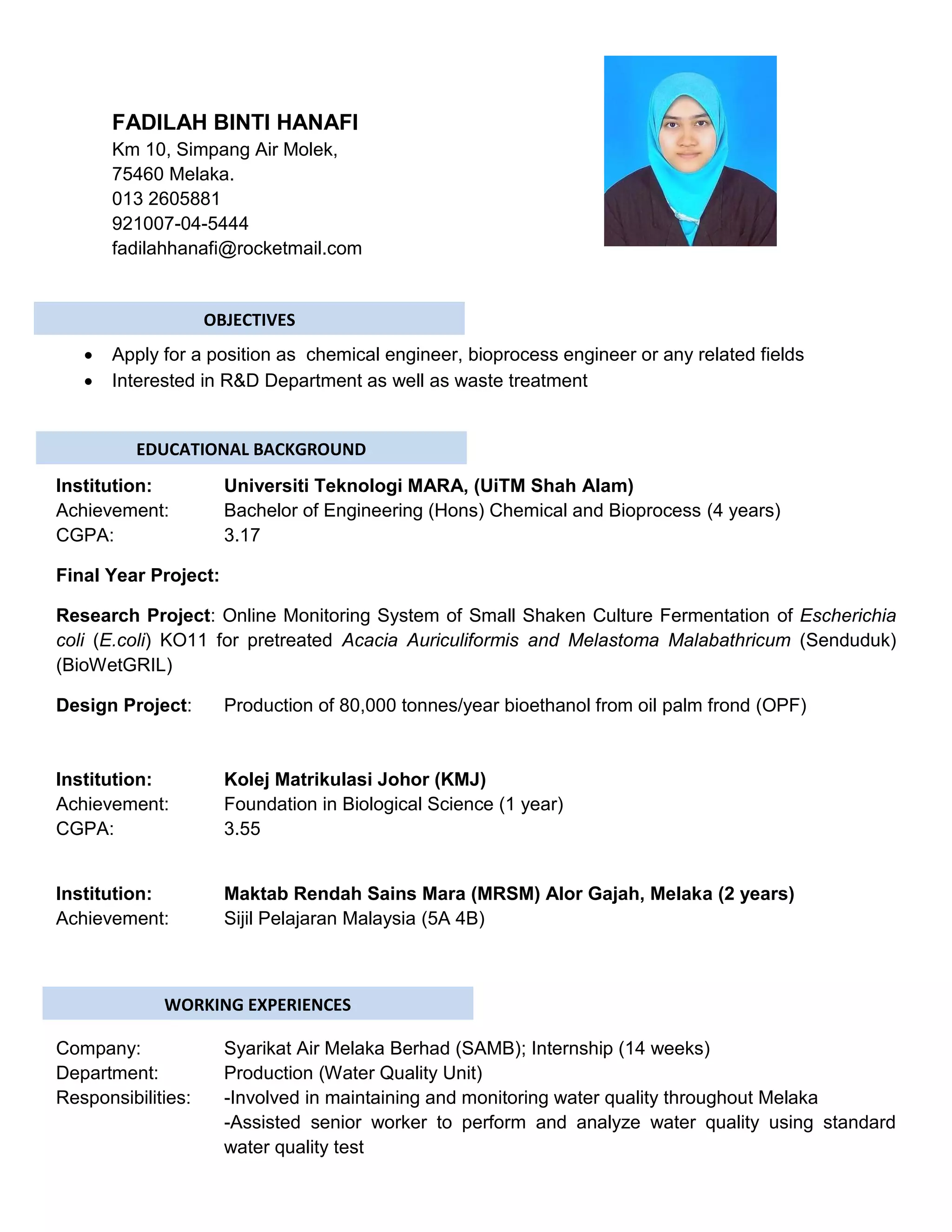 2.0 Resume (FADILAH HANAFI) | PDF