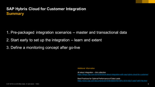 SAP Hybris Cloud for Customer Integration Scenarios and Best-Practices Overview | PDF