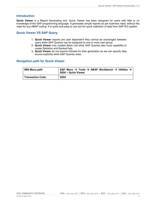 SAP Quickviewer | PDF | Databases | Computer Software and Applications