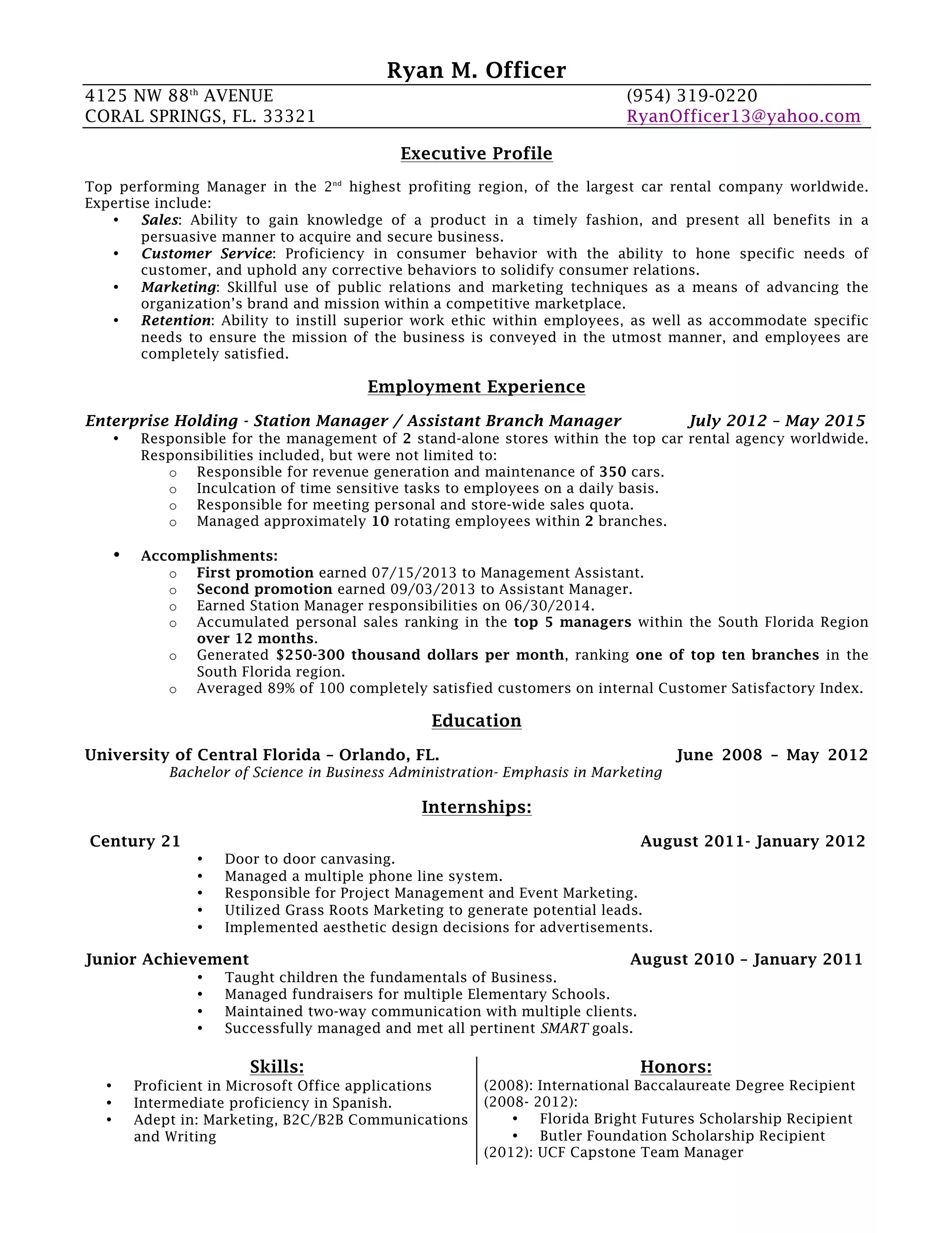 Ryan Officer Resume | PDF