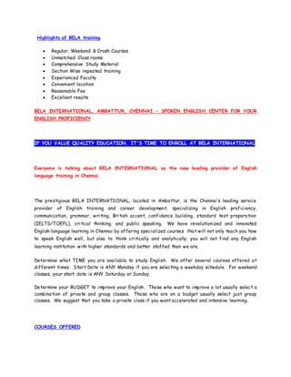 BELA Profile | DOCX | Education industry | Industries