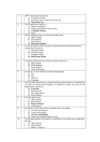 52824441 question-bank-on-materials-management | PDF
