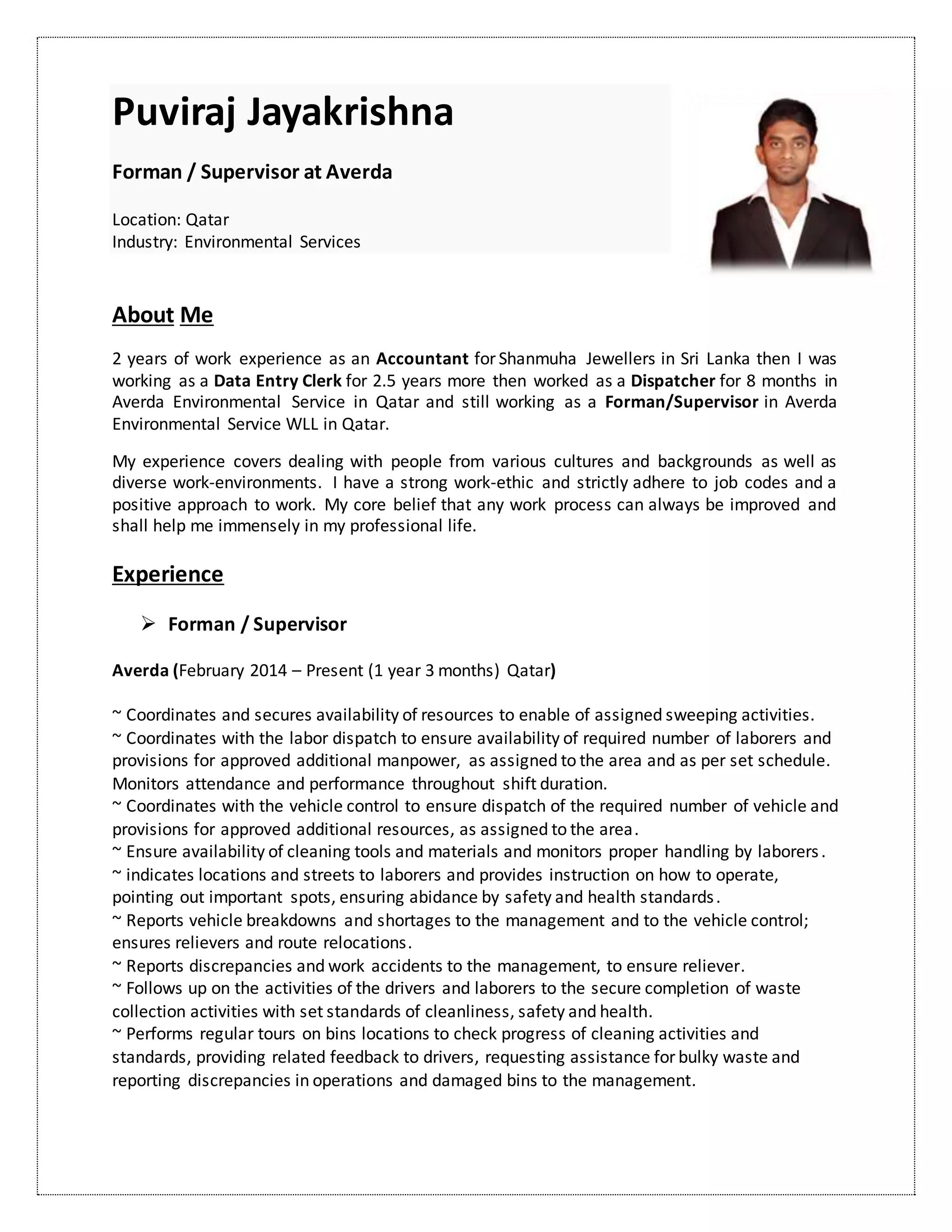 Jayakrishna Puviraj CV | DOCX | Logistics | Business