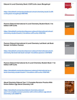 Edexcel A Level Chemistry 1 Hunt Andrew Curtis Graham Hill | PDF