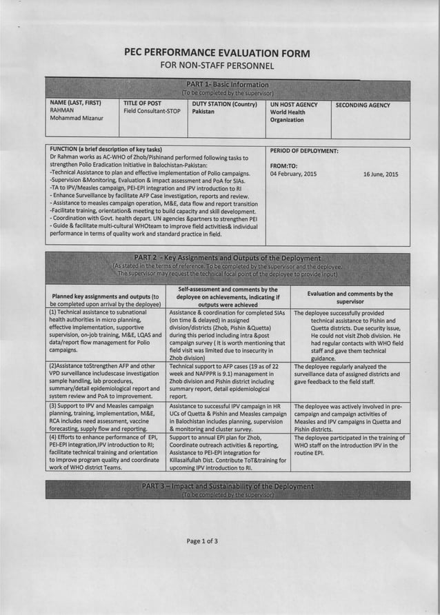 Performance Evaluation_STOP45_RAHMAN | PDF
