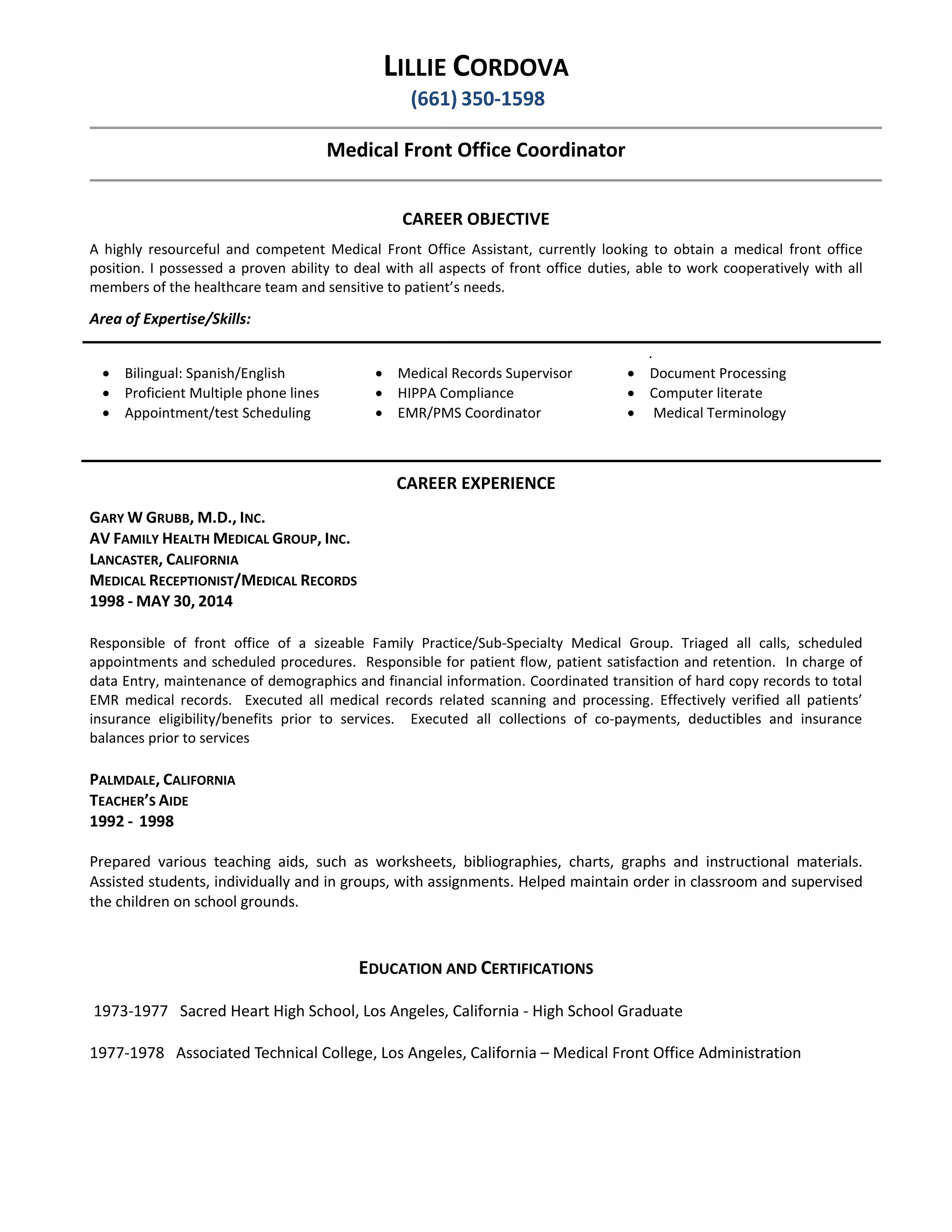 LCordova resume pdf 9-2015 | PDF