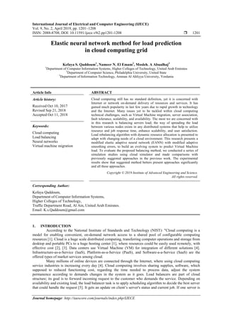 Elastic neural network method for load prediction in cloud computing grid | PDF